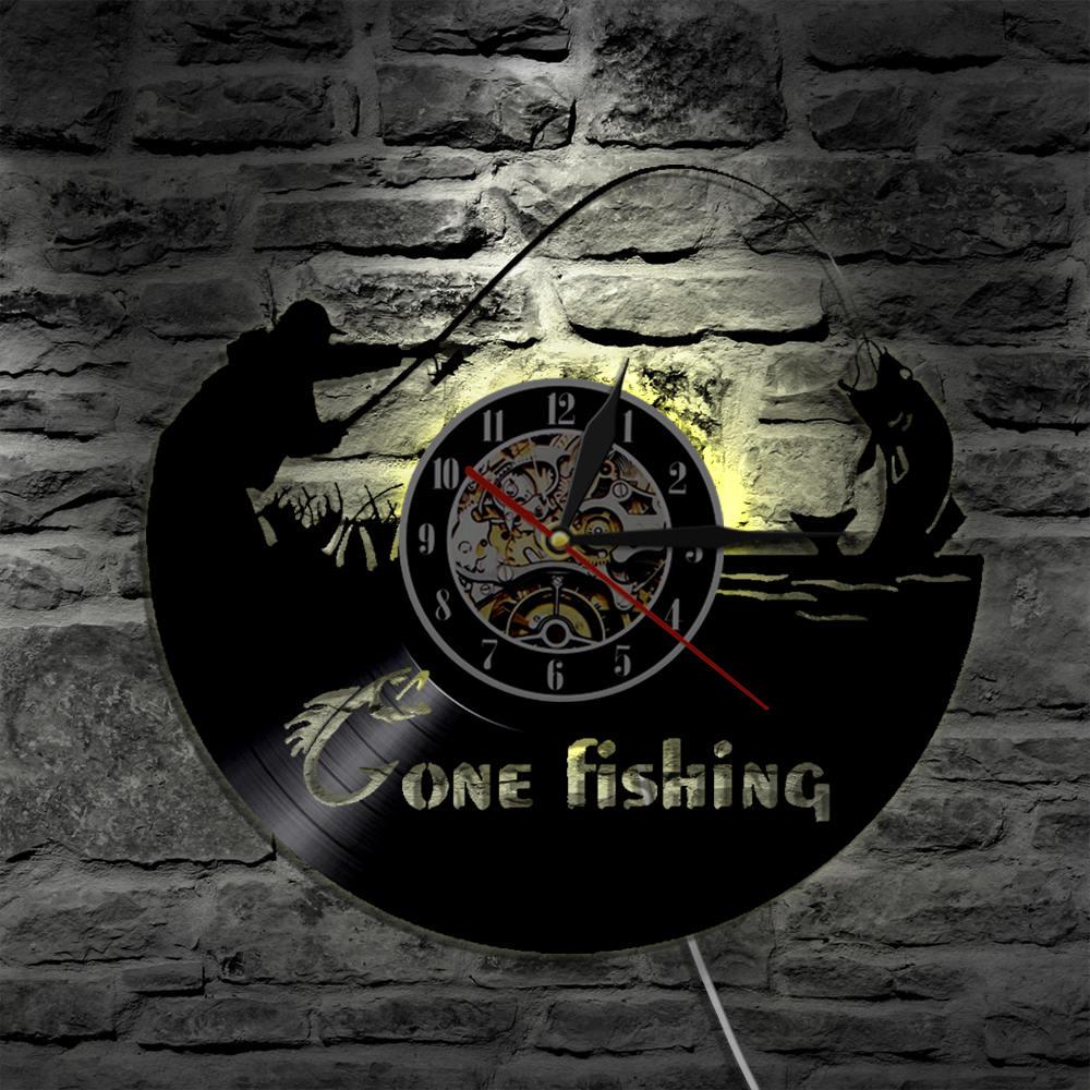 Gone Fishing Wall Clock Fish Rod Fisherman Wall Cl... – Grandado