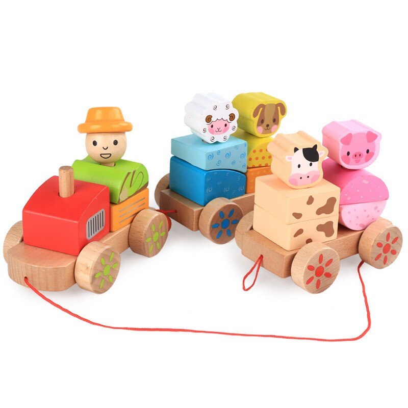 Children's Wooden Building Blocks tractor farm ani... – Vicedeal