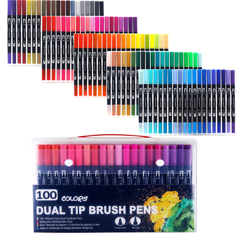 Haile 12-120Colors Dual Tip Watercolor Brush Pen A... – Vicedeal