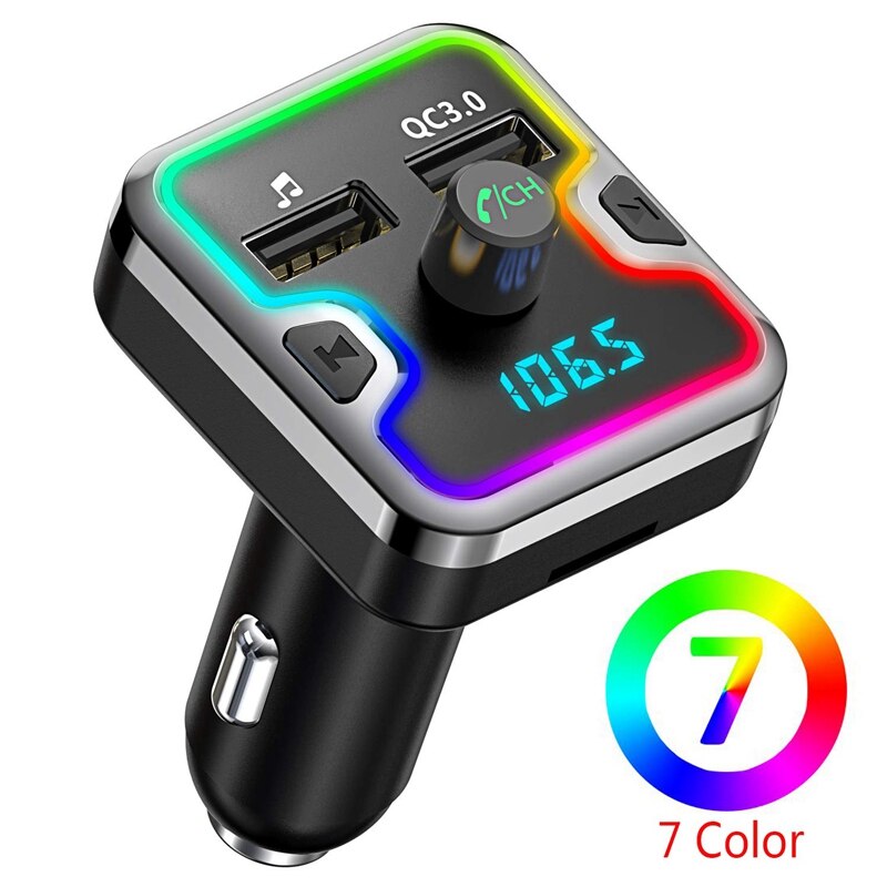 Car Bluetooth Fm Transmitter 7 Colors Led Backlit ... – Grandado