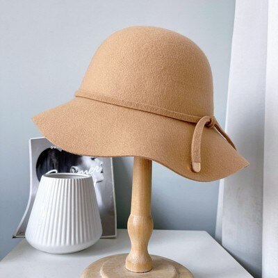 Japanese simple and wool felt hat simple wavy edge... – Grandado
