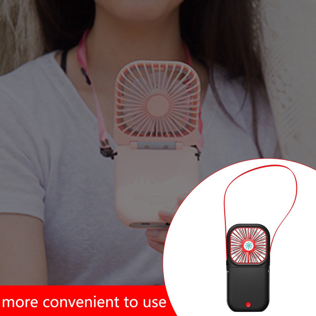 Folding hanging neck fan desktop USB mute charging... – Grandado