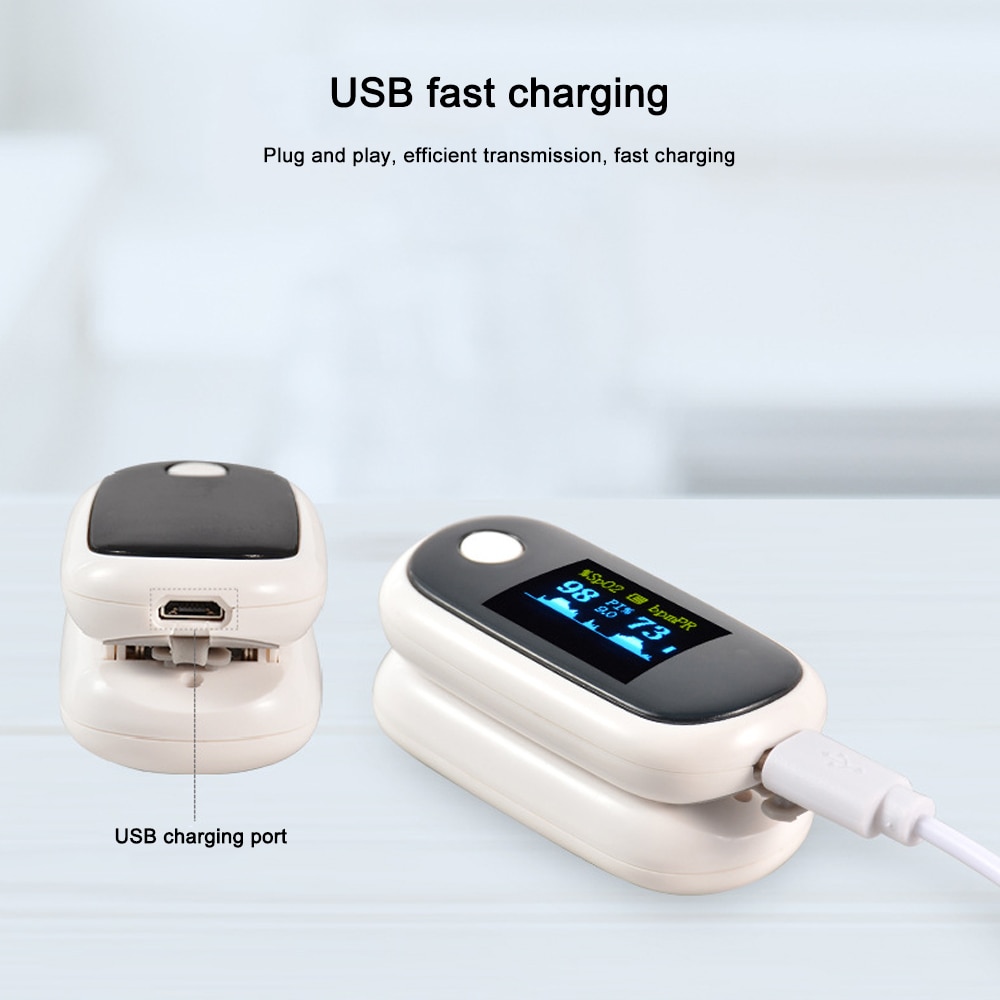 Portable USB Charging Finger Pulse Oximeter blood ... – Grandado