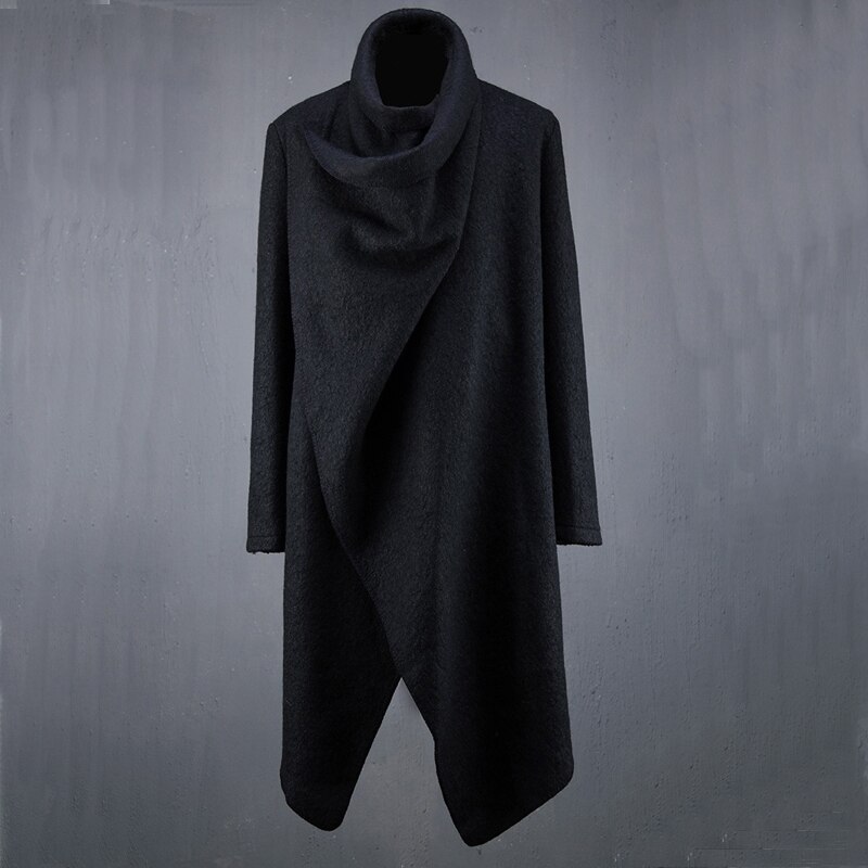 Men winter irregular long wool coat punk hip hop c... – Vicedeal