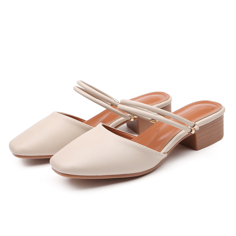 Double bande bout fermé sandales femmes med-talons... – Grandado