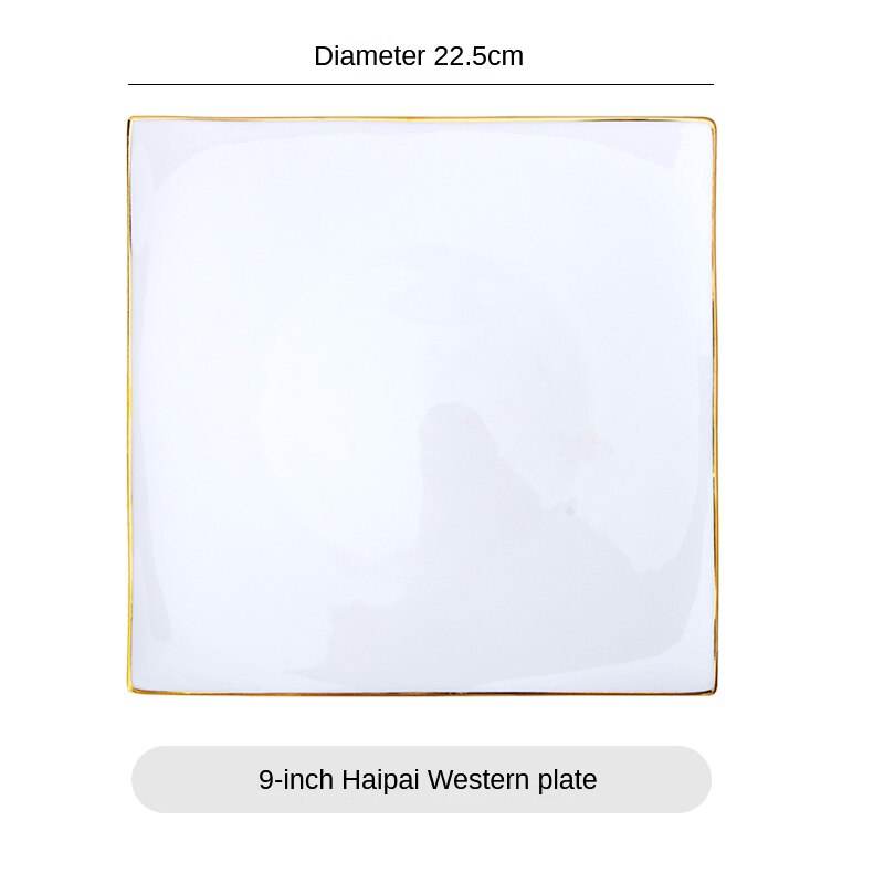 Bone China Square Dinner Plates with Golden Rim No... – Vicedeal