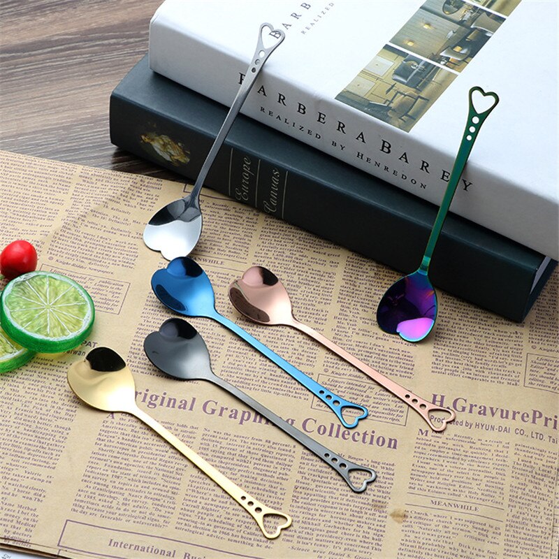 Rostfritt stål sked kärlek form långt handtag kaff... – Grandado