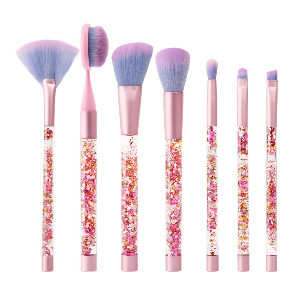 Set van 7 aquarium paillette glitter make-up kwast... – Vicedeal