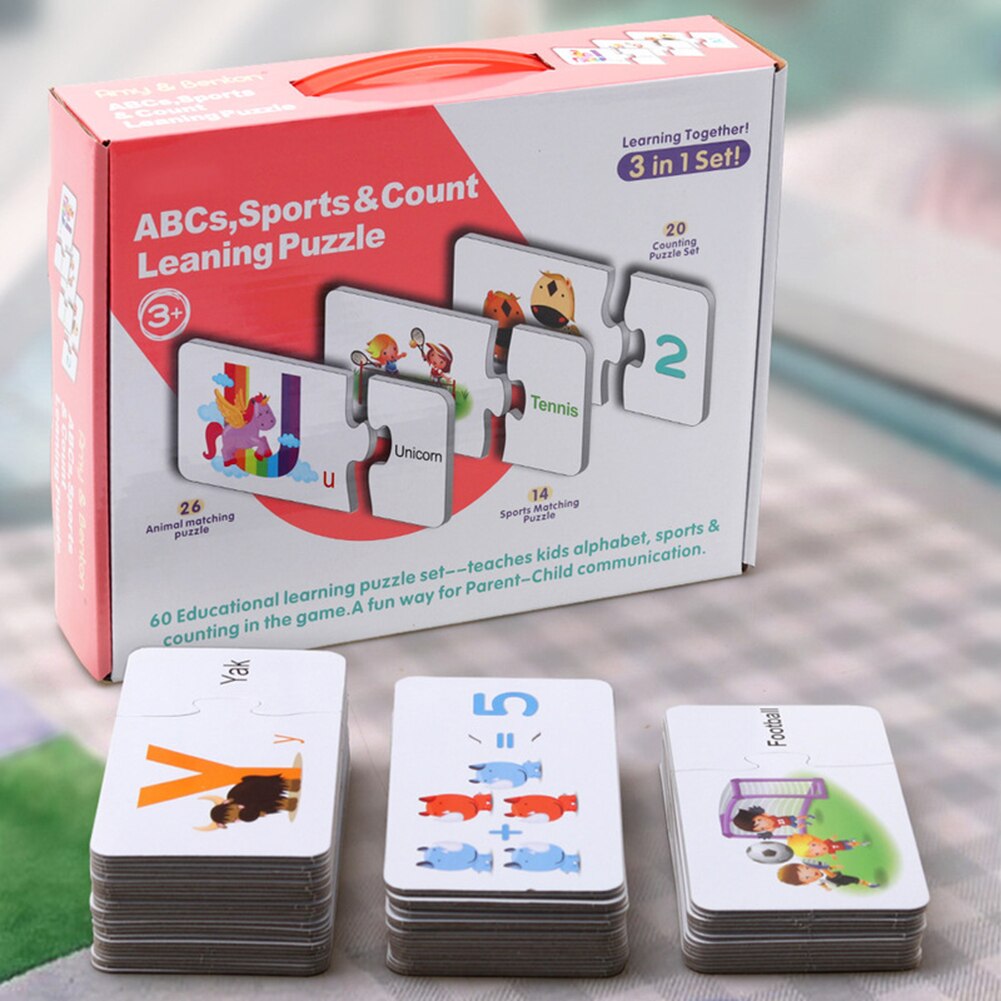 3 In 1 Learning Puzzle Set Alphabet Numbers Puzzle... – Vicedeal