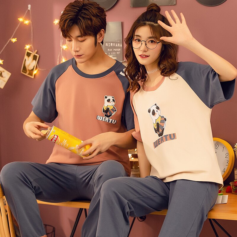 2-piece couple cute pajamas men and women pajamas ... – Grandado