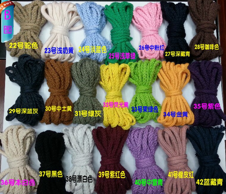 5mm x75m colored cotton rope 42colors 8ply braided... – Grandado