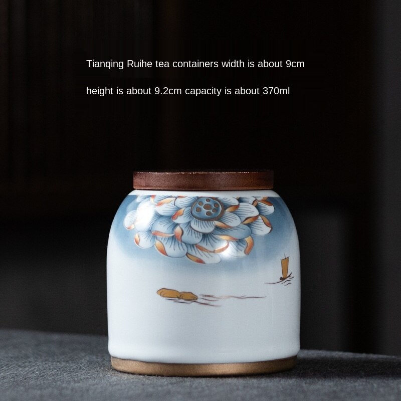 Ceramic Tea Jar with Wooden Cover Tea Container Mi... – Grandado