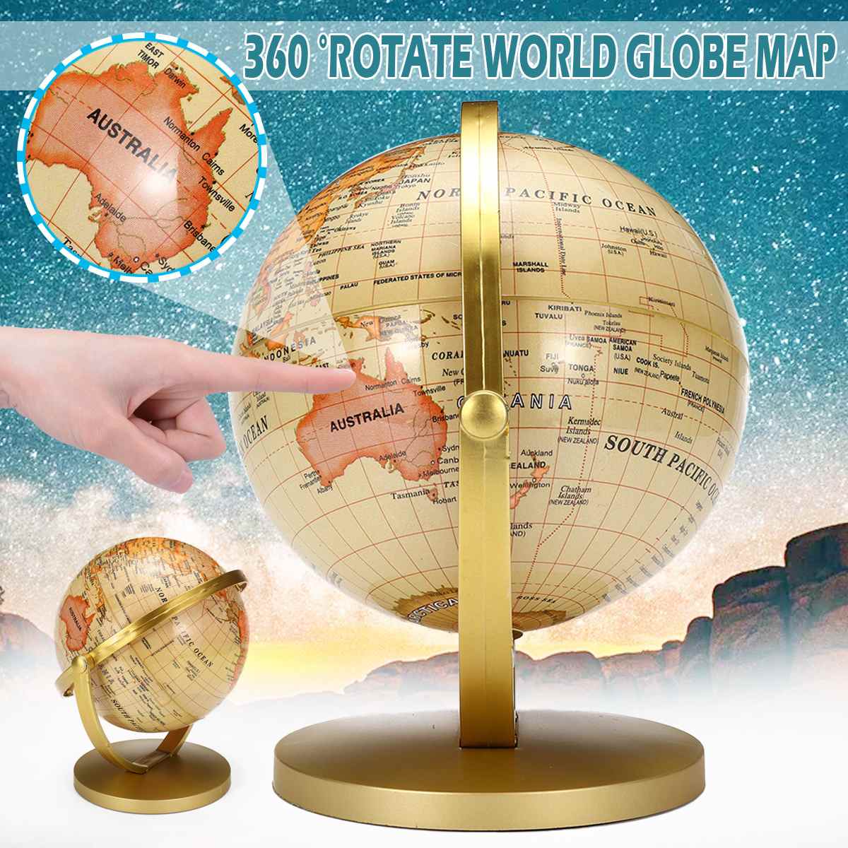 Terrestrial Earth Globe World Map With Stand Geogr... – Vicedeal