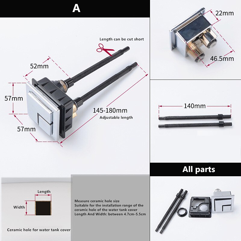 Closestool FLush button square double key press wa... – Vicedeal