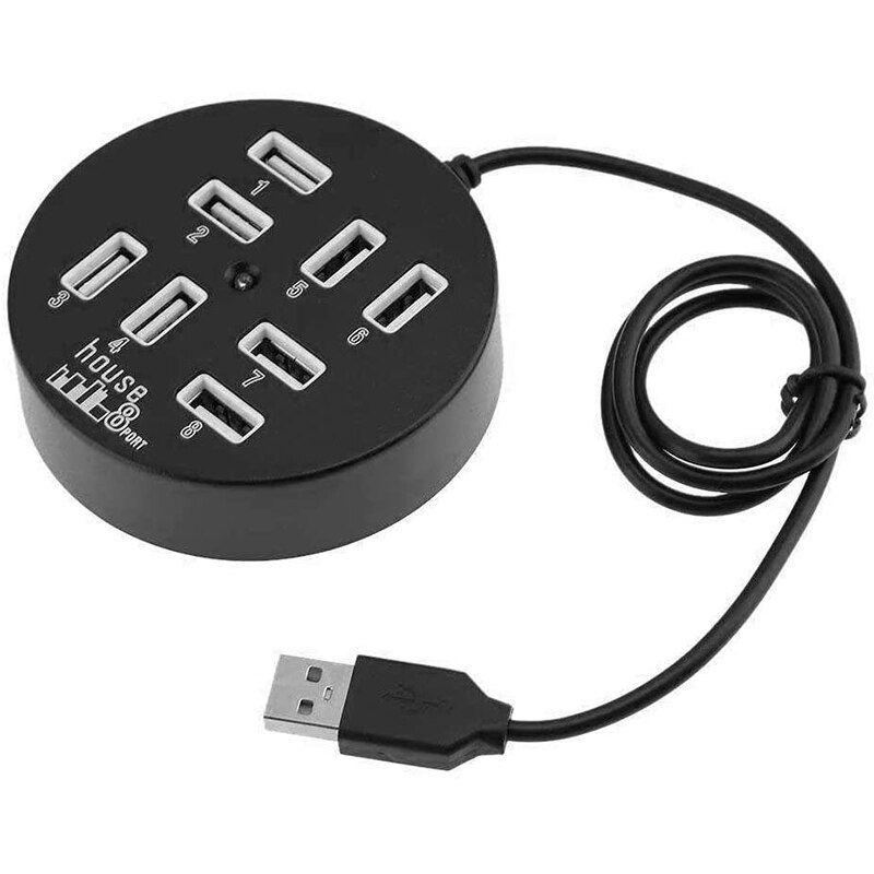 USB HUB 2.0 Round 8-Port Splitter High-Speed Hub U... – Grandado