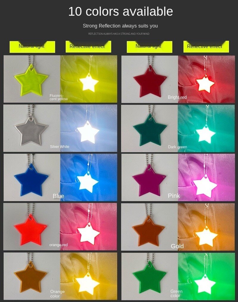 5.5cm Color Star Reflective Keychain Bag Pendant A... – Grandado