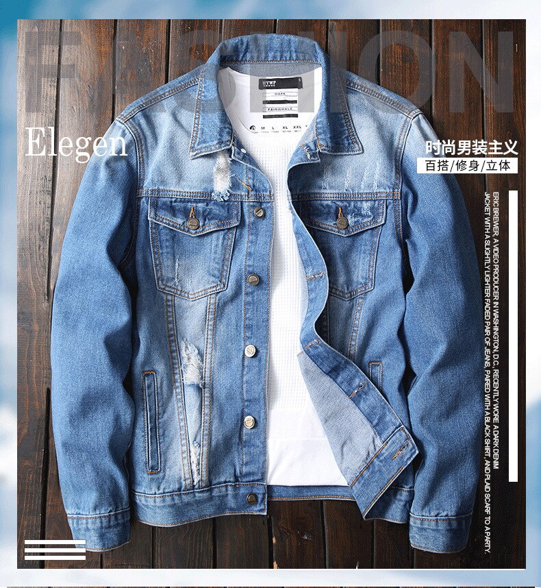 Denim Jasje Jongens Denim Jas Jas Mannen Geript Bl... – Vicedeal
