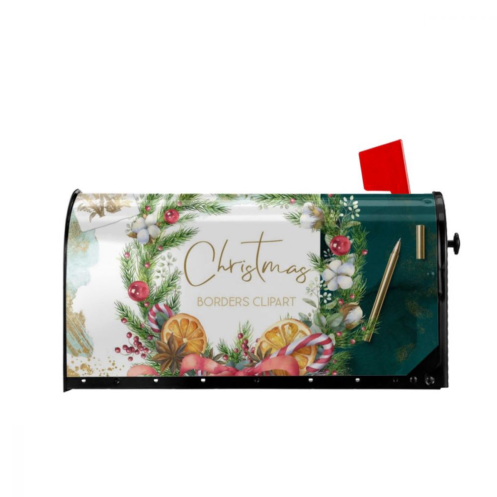Christmas Borders Clipart Mailbox Cover Happy Year... – Vicedeal