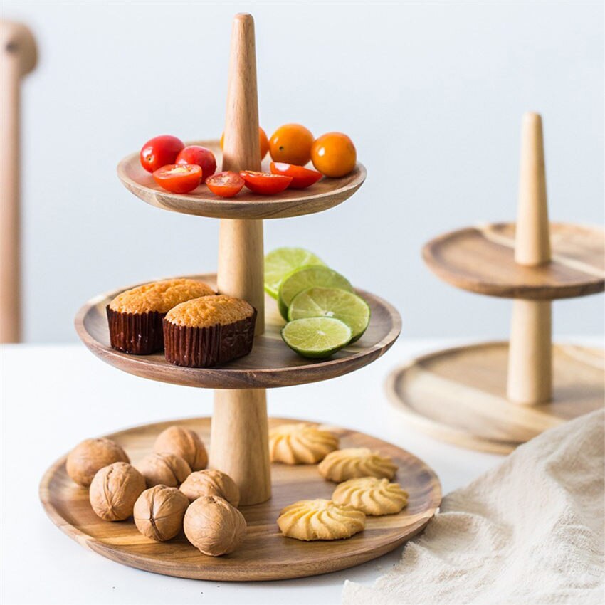 Multi-Layer Massief Houten Dessert Rack Eiken Acac... – Grandado
