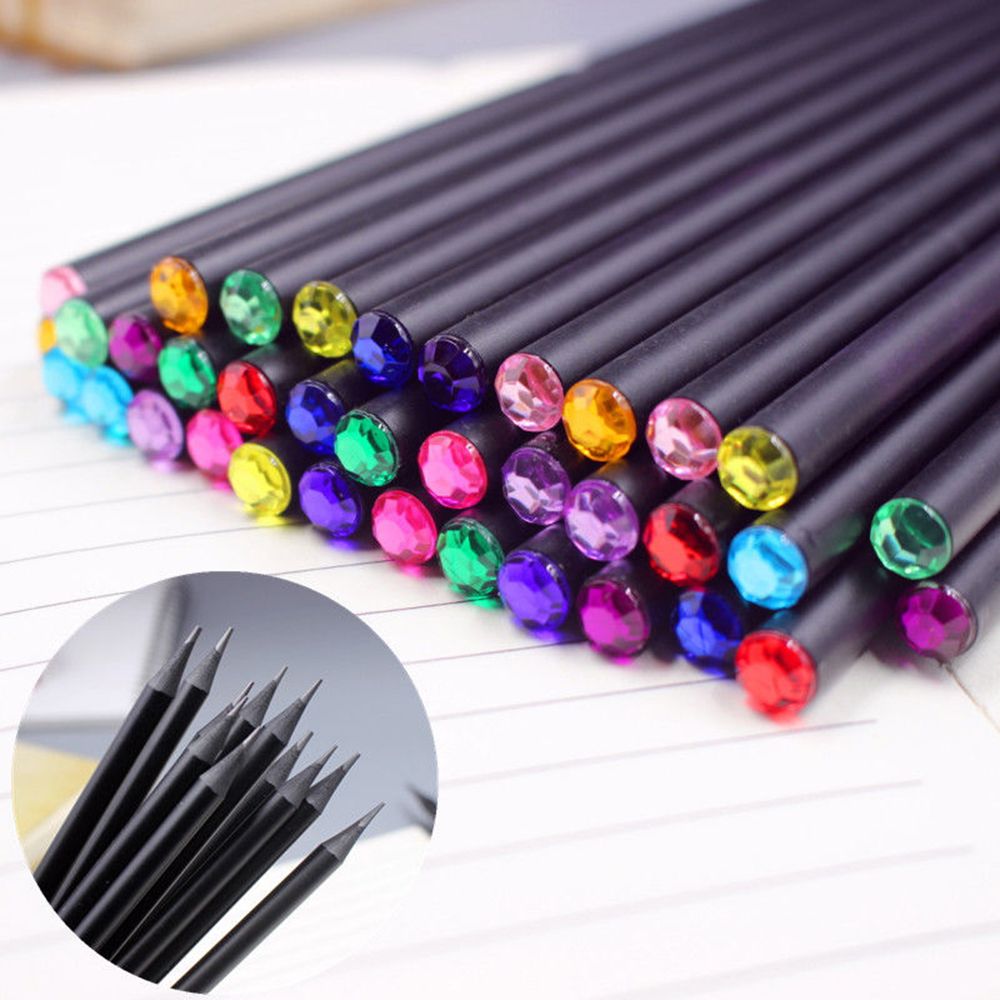 12Pcs Diamond Color Black Lead Pencil Stationery D... – Vicedeal