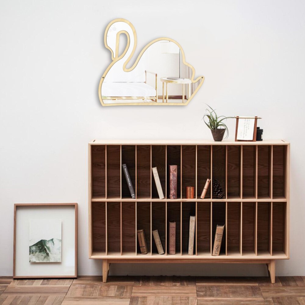 Sleeping Swan Wall Mirror Wood And Acrylic Make-up... – Grandado