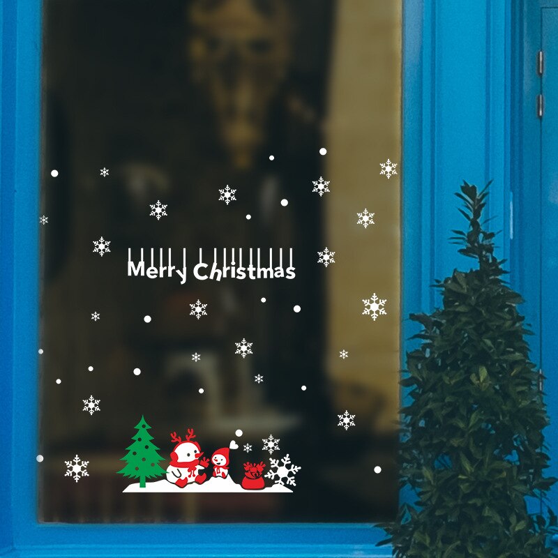 Christmas theme store window stickers Modern art m... – Grandado