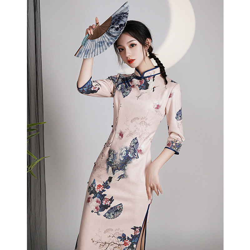 Pink Cheongsam Vintage Chinese Style Dress Women C... – Grandado