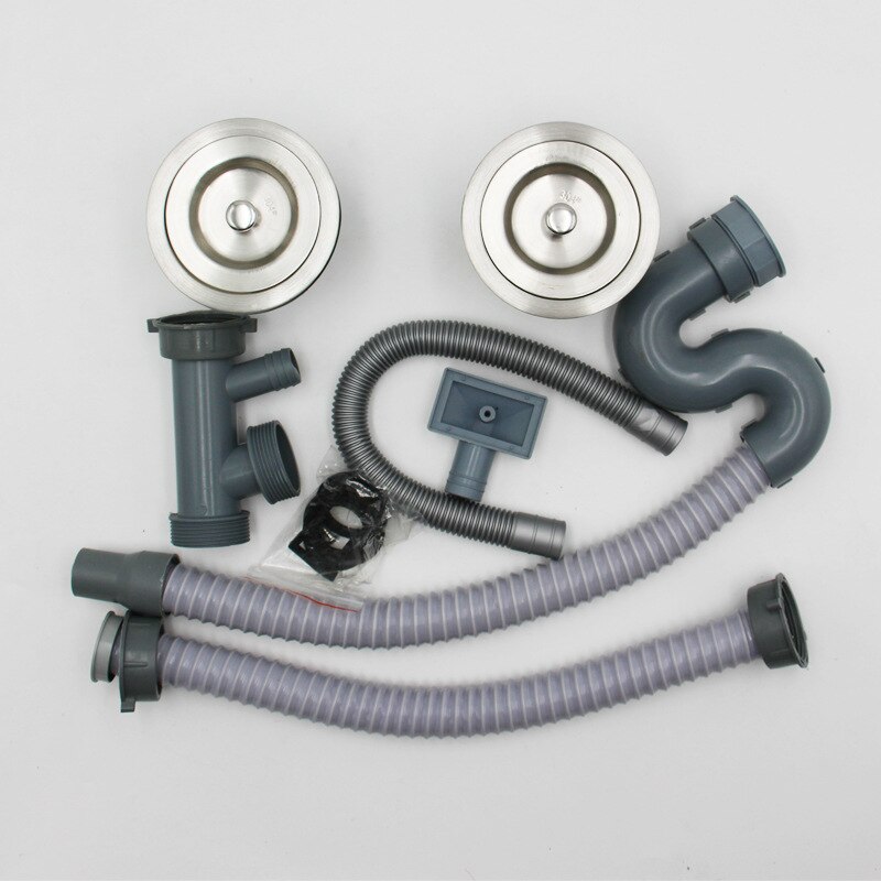 Kitchen double trough downpipe stainless steel veg... – Vicedeal