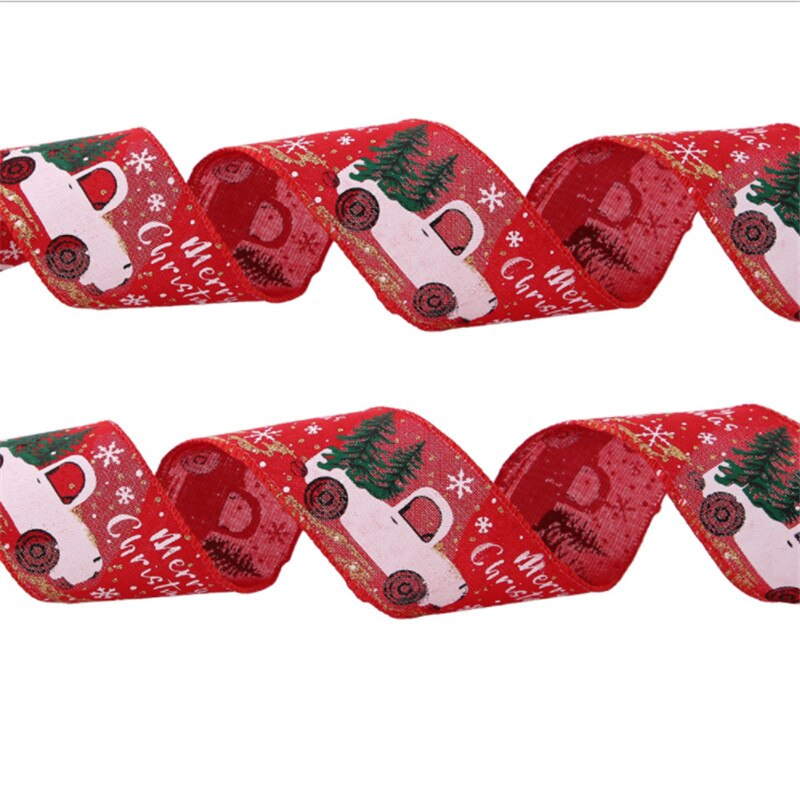 6.3cm Linen Red Car Ribbon Merry Christmas Decorat... – Grandado