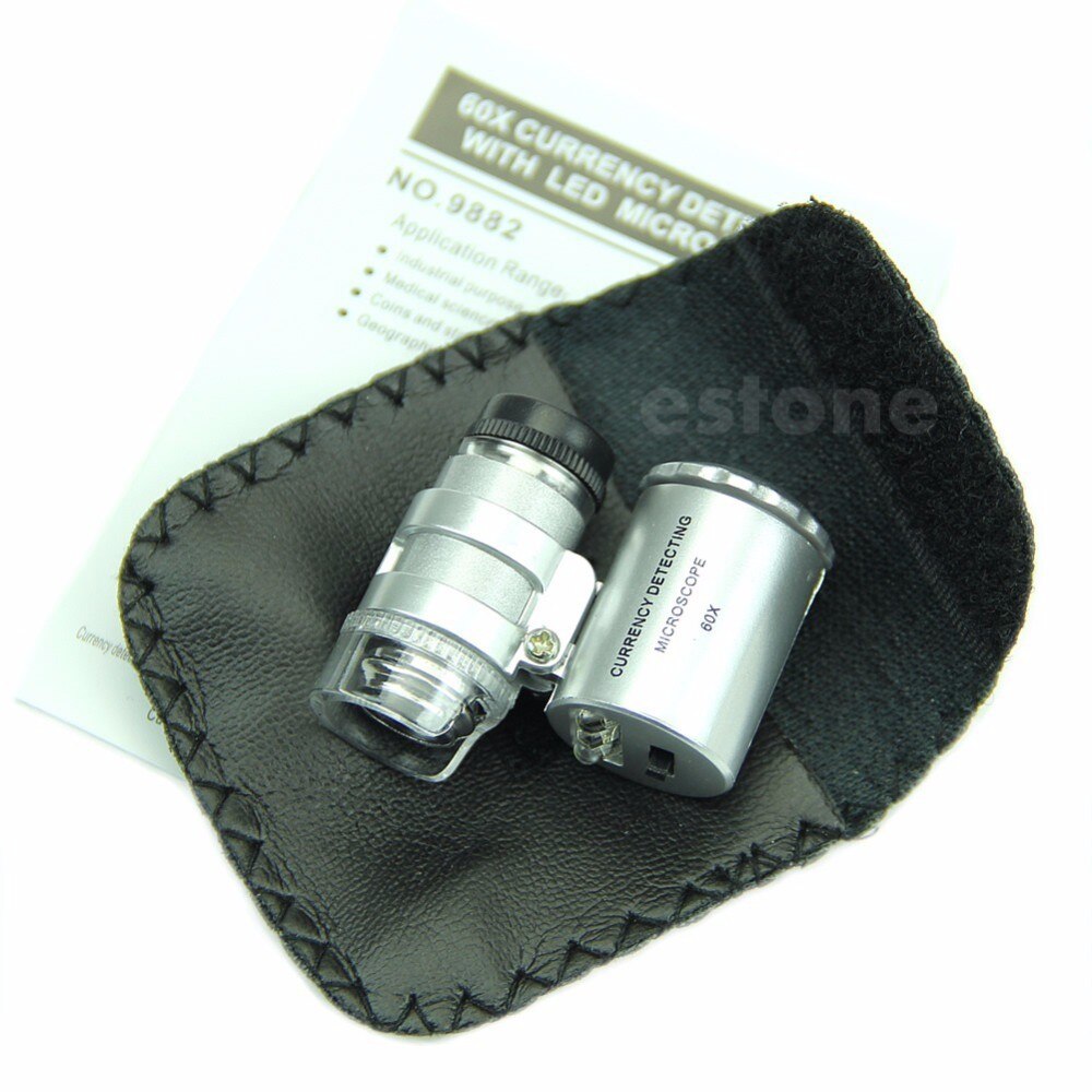 Mini bijoutier 60x LED UV Microscope de poche, Loupe de bijoux – Grandado