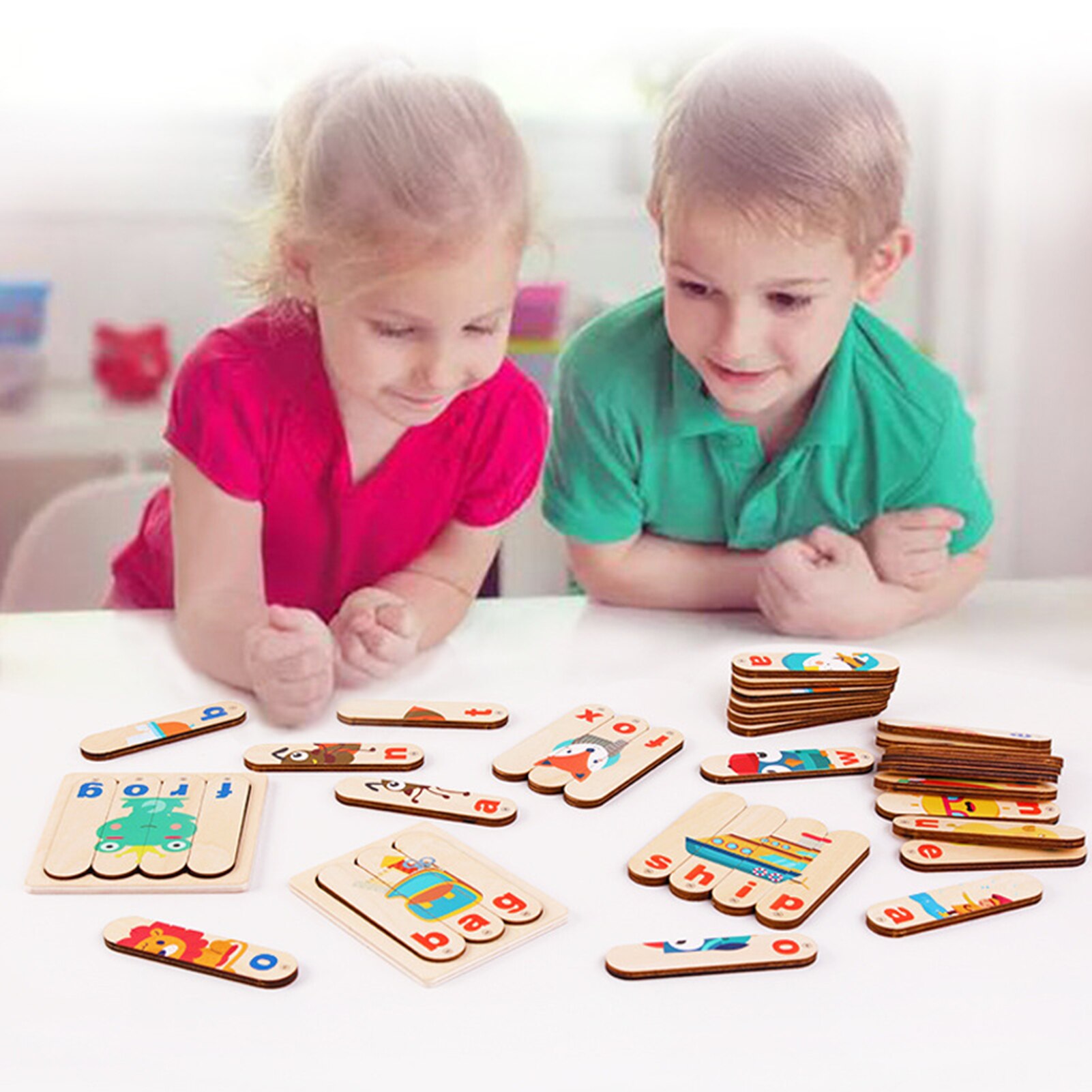 English Word Letter Matching Wooden Long Strip Jig... – Vicedeal