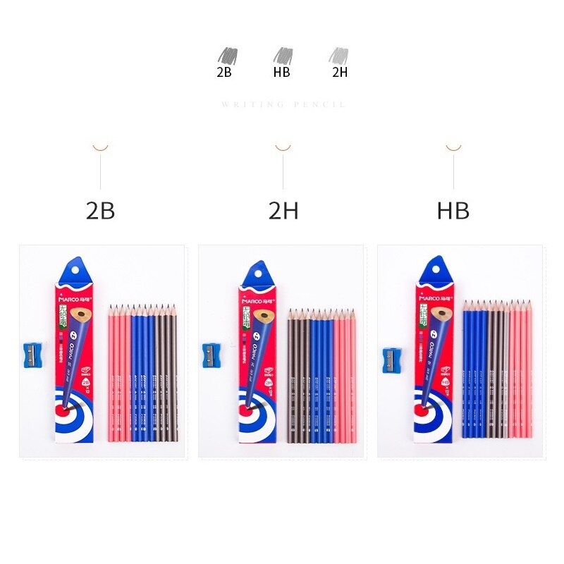 12Pcs Standaard Potlood Met Puntenslijper Hb 2H 2B... – Vicedeal