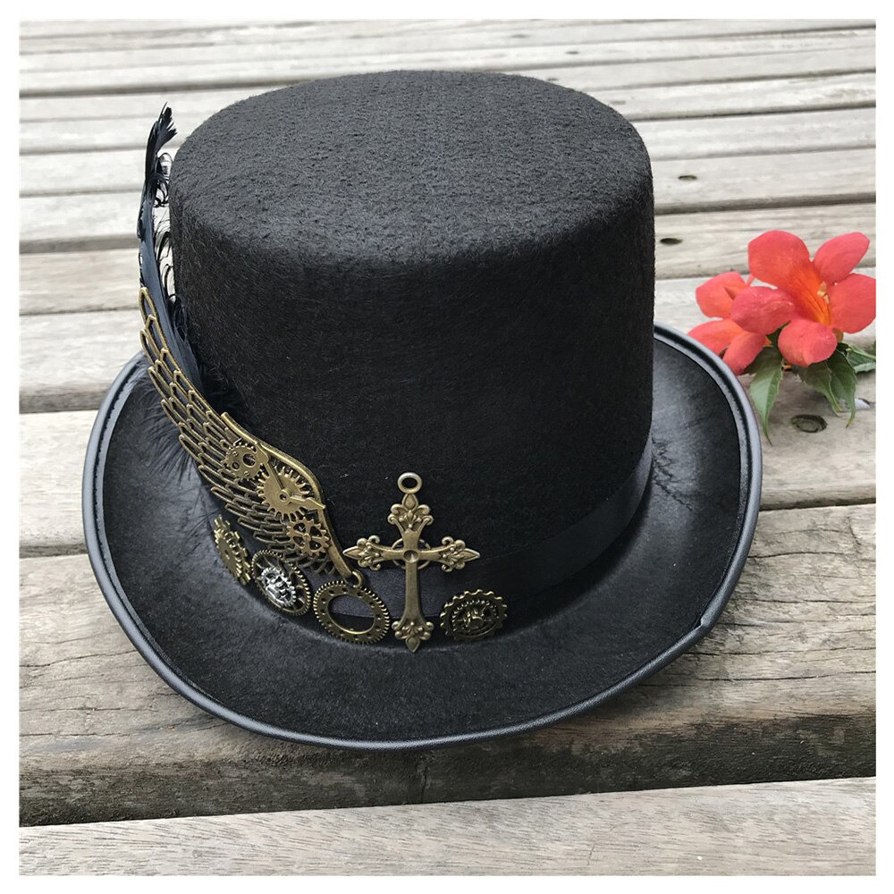 Unisex Men Women Steampunk Top Hat With Metal Gear... – Vicedeal