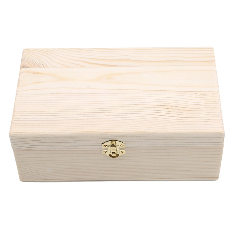 Natural Wooden Storage Box With Lid Golden Lock Po... – Grandado