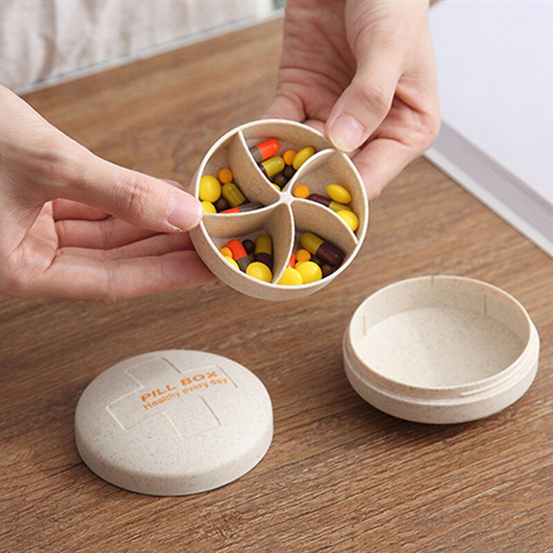 Draagbare Ronde Pil Case 5 Grids Organizer Voor Ta... – Vicedeal