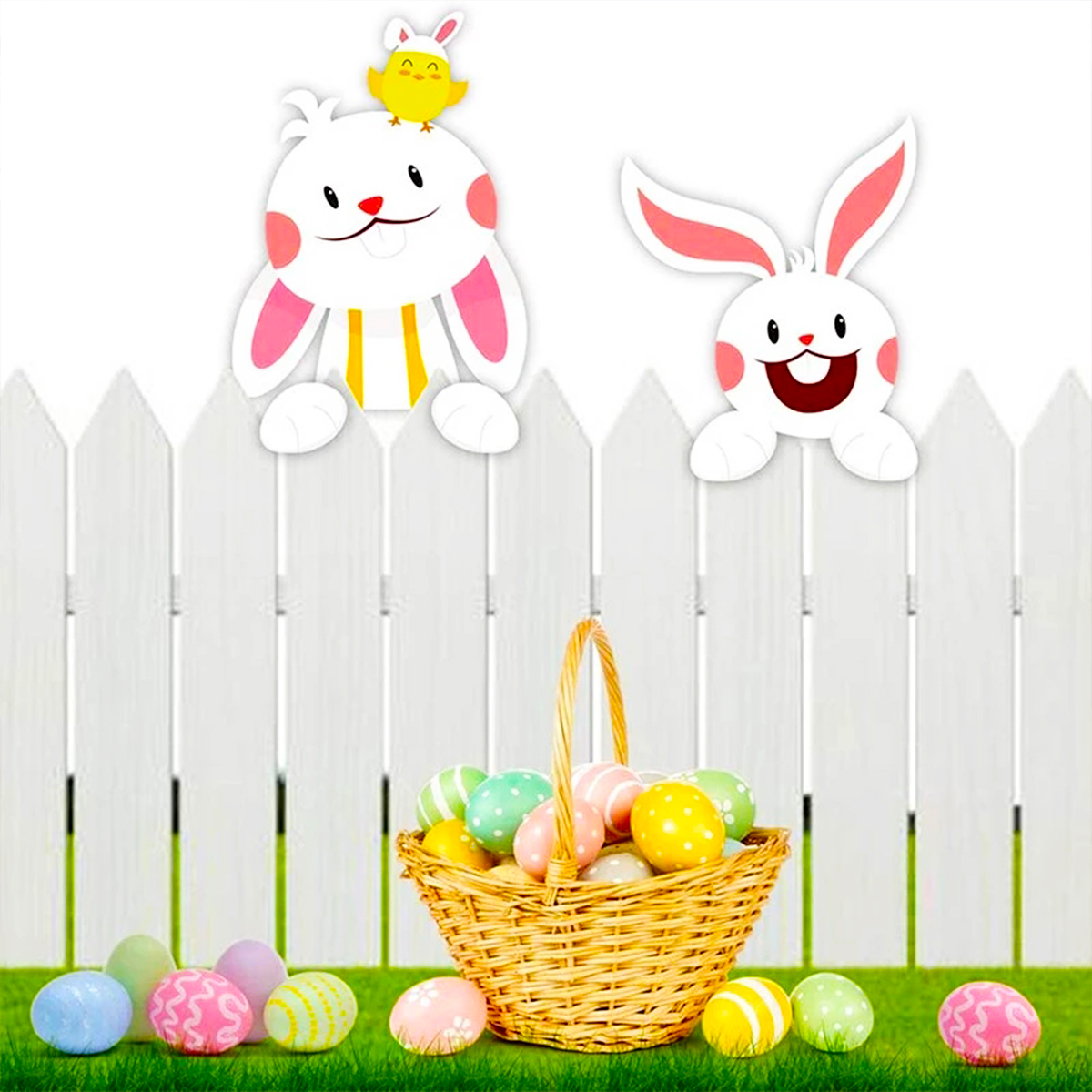 Easter Bunny Fence Decoration Peeking Rabbit Garde... – Grandado