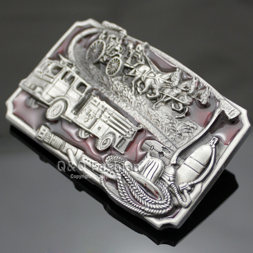 Vintage Silver Plated Belt Buckle Fire Pumper Hors... – Grandado