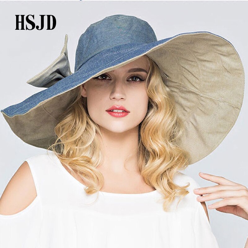 Summer Cotton Large Wide Brim Anti-UV Sun Hat Bowk... – Grandado