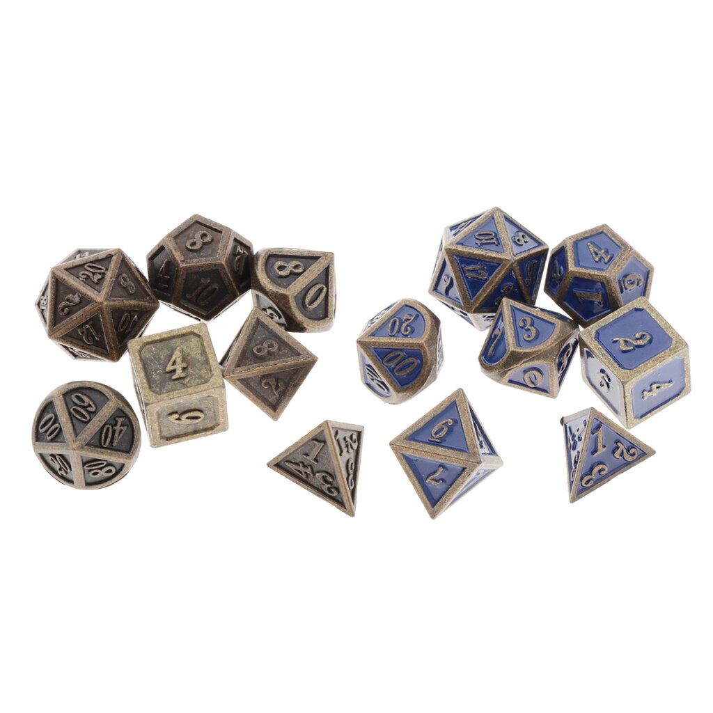 14 Stuks Polyhedral Metal Dice Voor Dragon Schaal ... – Vicedeal