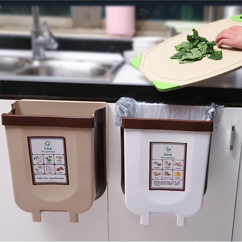 S / L Foldable Trash Bin Kitchen Cabinet Door Stor... – Grandado