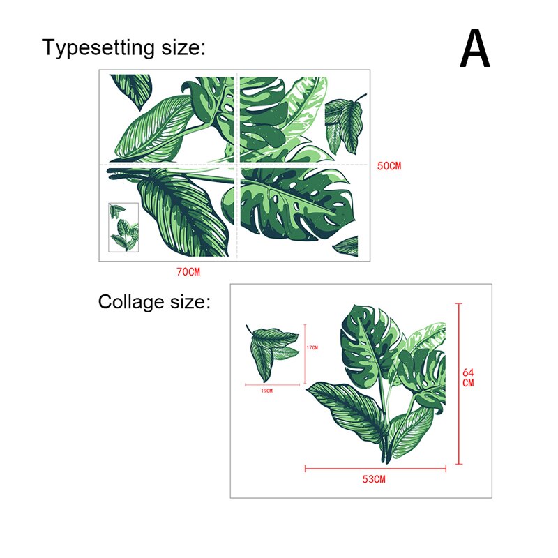 Tropical Plant Adhesive Green Wall Sticker Leaf Wa... – Grandado