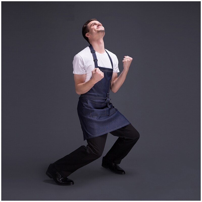 apron chef 70CM denim hanging neck apron unisex ki... – Grandado
