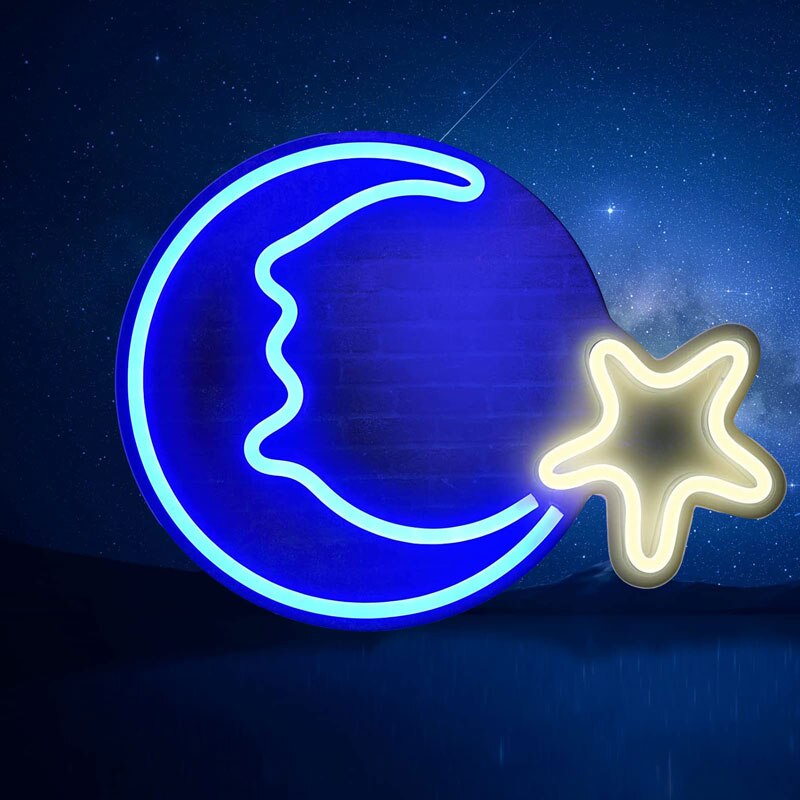 Led Moon Star Neon Licht Wandlamp Usb Powered Neon... – Vicedeal