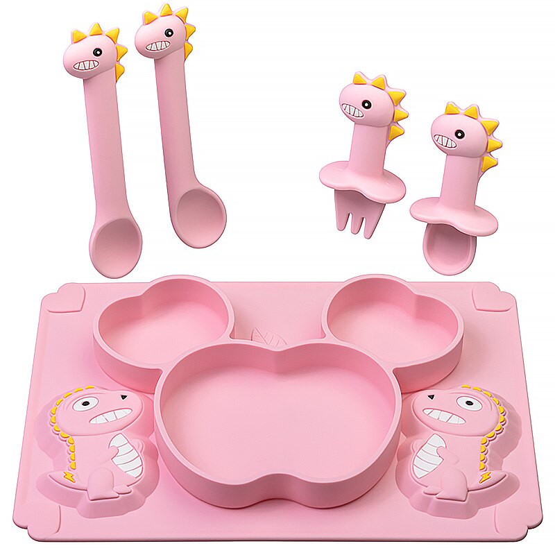 Baby Dinosaur Tableware Children's Dinner Silicone... – Grandado