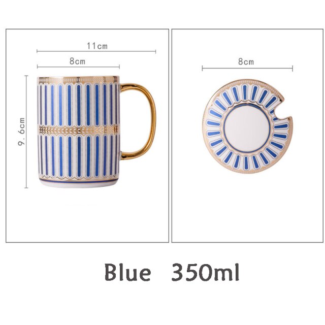British European Style Light Luxury Ceramic Mug Wi... – Grandado