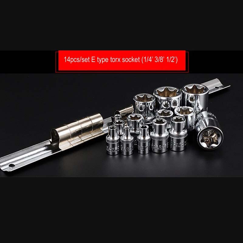 14 PCS 1/4 "3/8" 1/2 "Torx Star Socket Set Vro E T... – Grandado