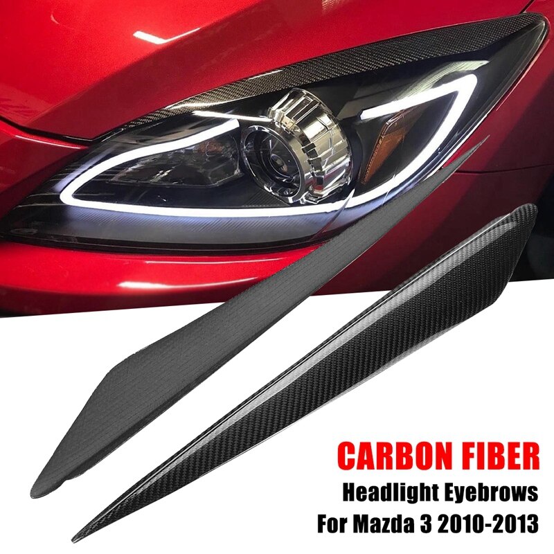 Vauxhall 2X CARBON FIBER Headlight Headlamp Eyebrows Eyelids For Mazda ...
