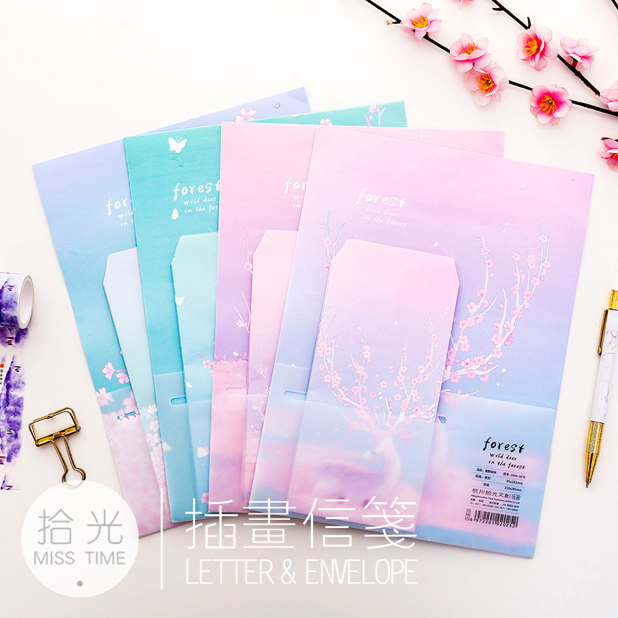 9 Pcs/Set 3 Envelopes 6 Letter Papers Fantasy Deer... – Vicedeal