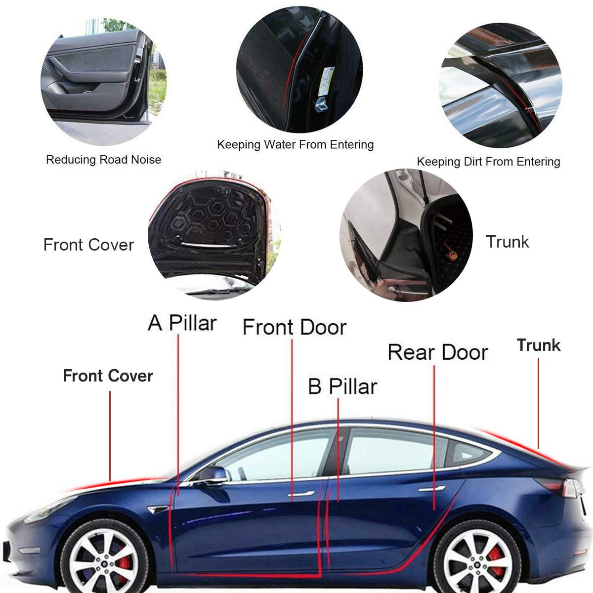 6 Stks/set Auto Deur Afdichting Strip Kit Geluiddi... – Grandado
