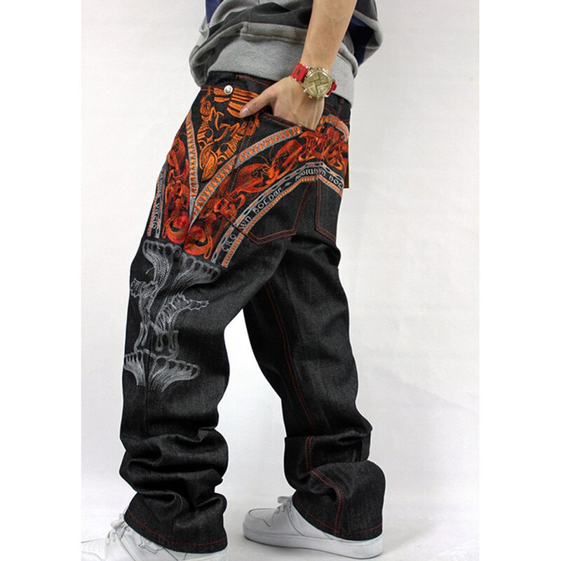 Male Street Skateboard Baggy Jeans Mens Hip Hop Ro... – Grandado